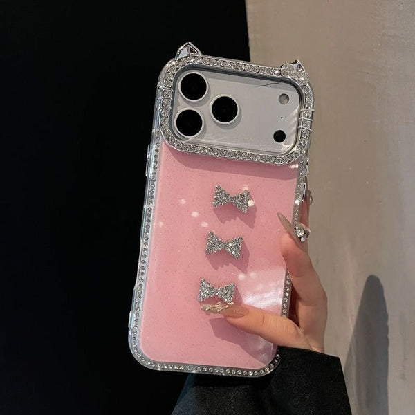 Double-sided Diamond Cat Ear Phone Case For iPhone – Plumun